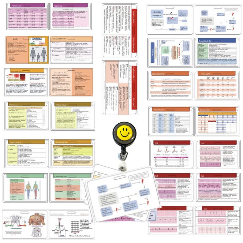 Emt/ems/paramedics/ems Student Reference Badge ID 15 Card Set Soap.pcr ...
