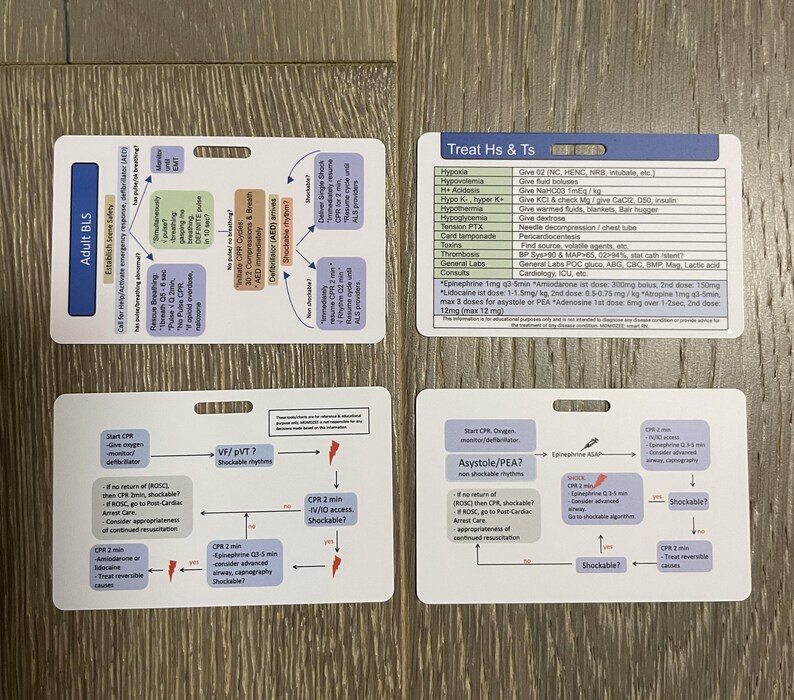 5 Set EKG Cardiac Rhythms, Nurse Badge Reference 5 Cards & (free PDF) - Acls, Cpr, Code Blue ...