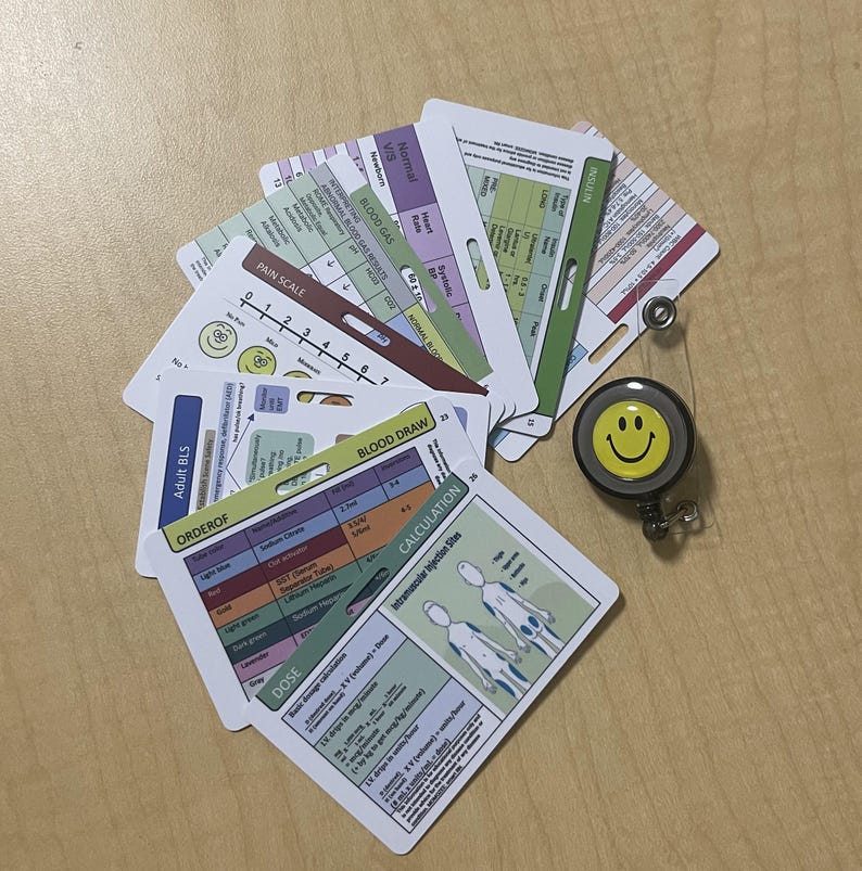 Med/surg Nurse Badge 8 Cards Set: Nursing School Essentials - Etsy