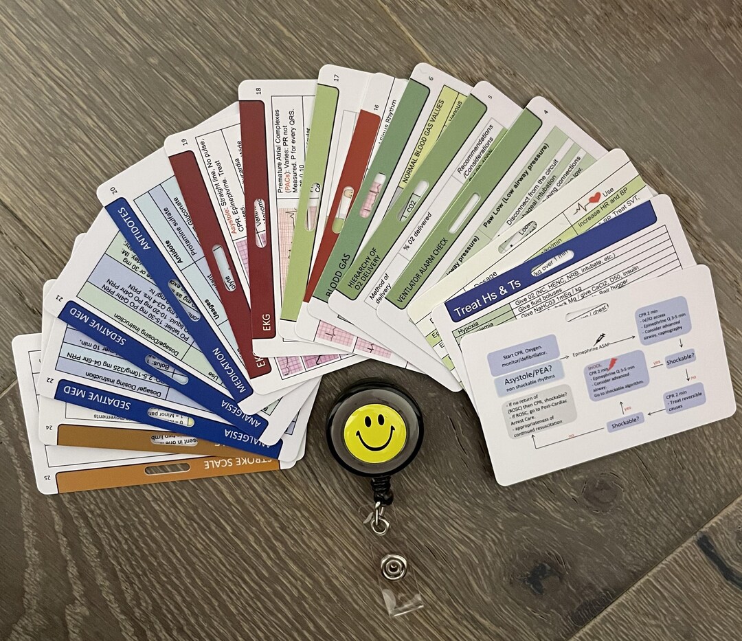 12 Set ICU Nurse Badge Card + (free PDF) - Acls, Cpr, Ekg, Code Blue ...