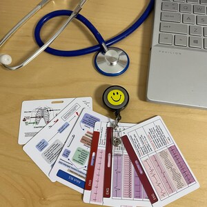 6 Set EKG Cardiac Rhythms, Nurse Badge Reference 6 Cards Acls, Cpr ...
