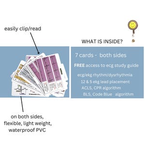 EKG Nurse Badge Reference Card, Nursing School Student 7 Badge Cards ...