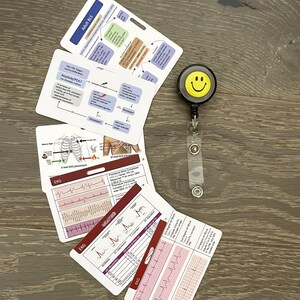 EKG Cardiac Rhythms, Nurse Badge Reference 6 Cards Acls, Bls, Cpr, Code ...