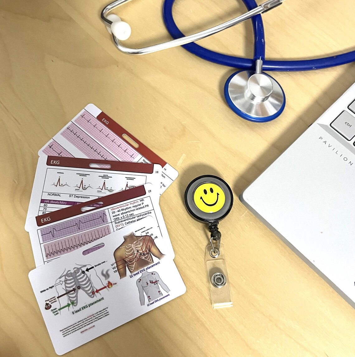 EKG Interpretation Badge 4 Cards + EKG ( Study Guide PDF ): 12 + 5 Lead ...