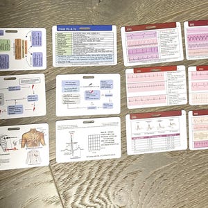 EKG Cardiac Rhythms, Nurse Badge Reference 6 Cards Acls, Bls, Cpr, Code Blue paramedics, Emt ...