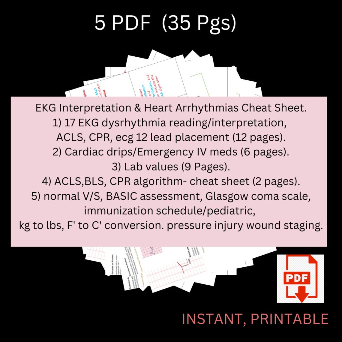 Nurse Student/nursing School/nclex Study Guide EKG Interpretation/ Acls ...