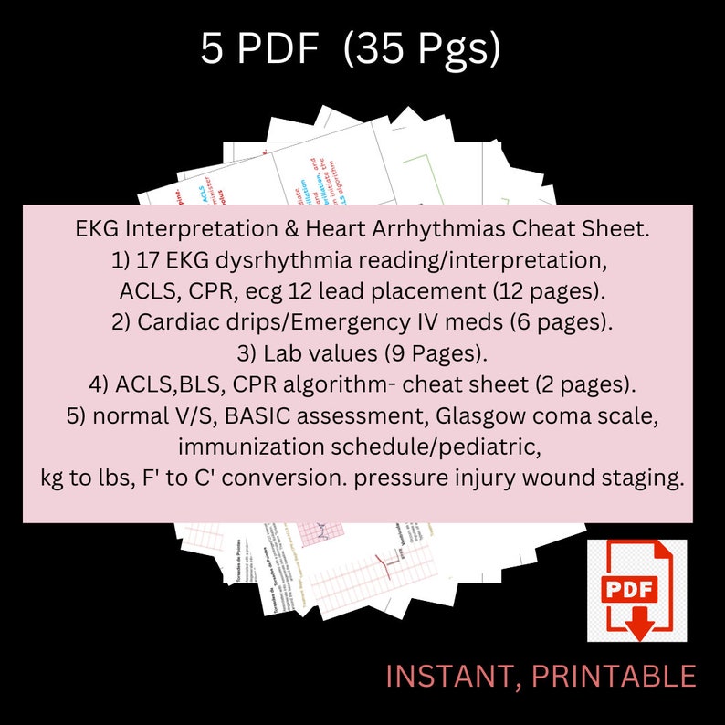 Nurse Student/nursing School/nclex Study Guide EKG Interpretation/ Acls,bls,cpr, Lab Values ...