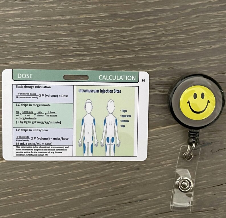 Nurse Badge Card: SBAR, IV Dose Calculation - Med/surg Cheat Sheet - Etsy