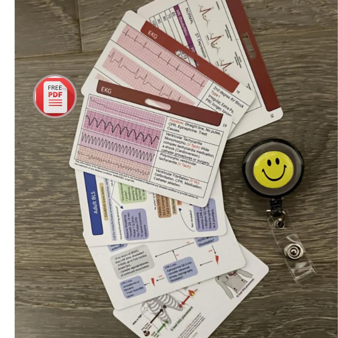 ACLS Code Blue Badge Card: EKG Rhythms Cheat Sheet (PDF) - Etsy