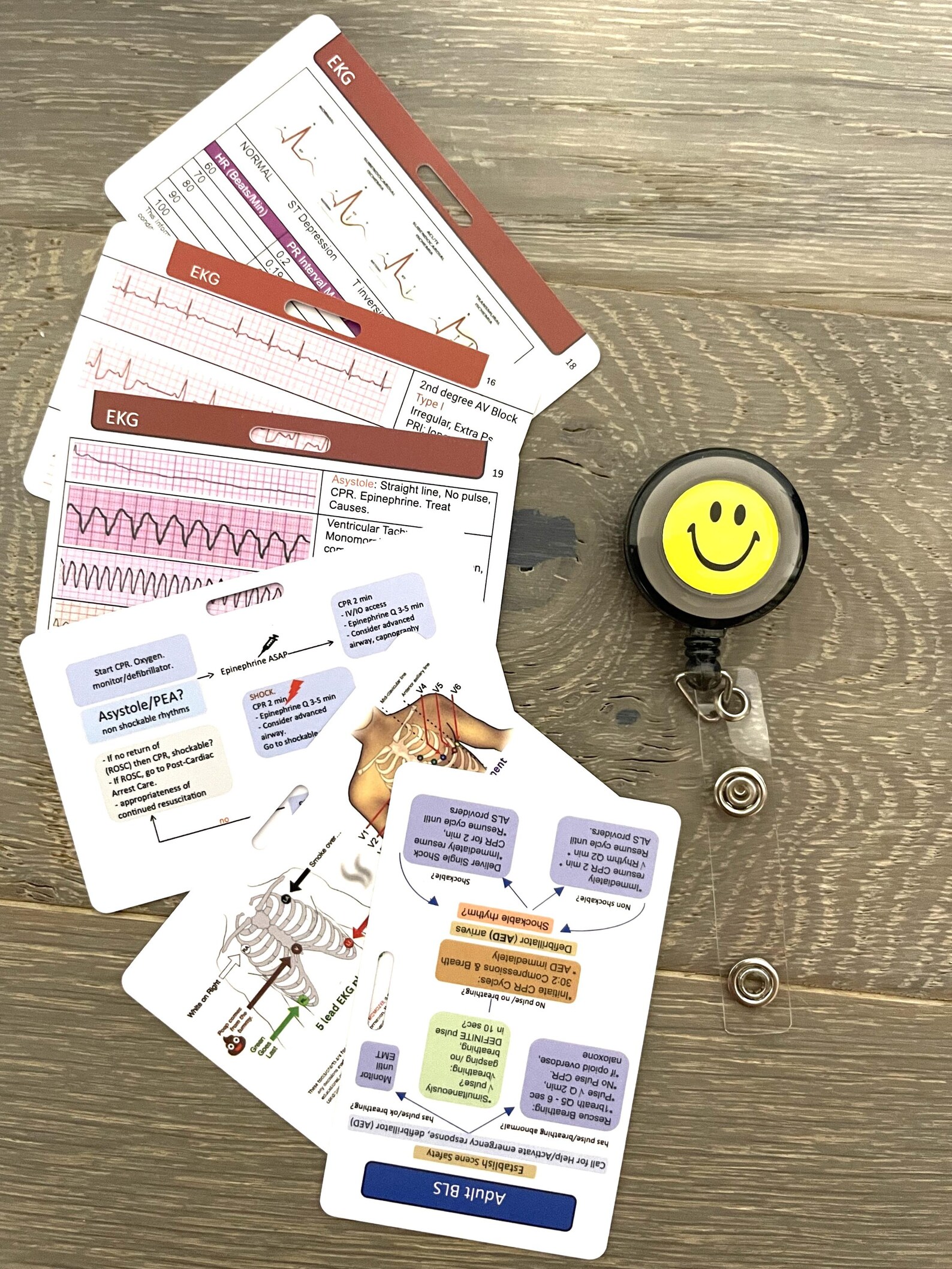 EKG Nurse Badge Reference Card, Nursing School Student 7 Badge Cards ...