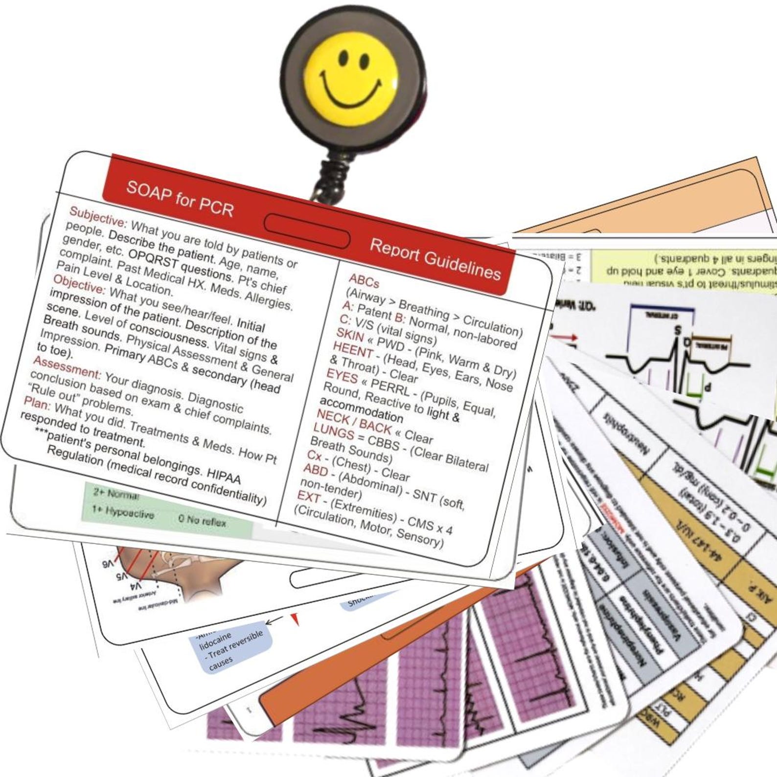 Emt/ems/paramedics/ems Student Reference Badge ID 15 Card Set Soap.pcr ...