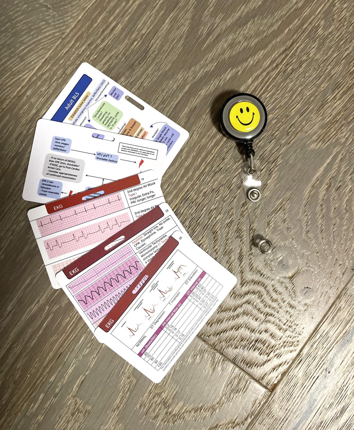 Acls, Code Blue, CPR, 18 Ekg Cardiac Rhythms 6 Cards & PDF, Nurse ...