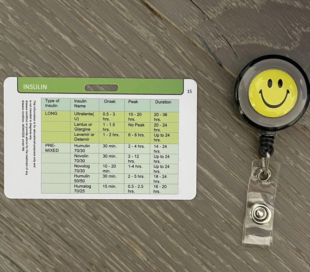 Insulin Reference Badge Card: Nursing Student Clinical Guide - Etsy