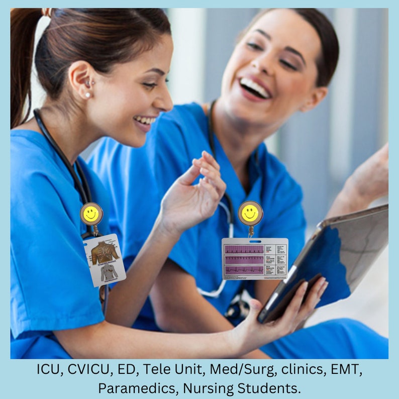 EKG Nurse Badge Reference Card, Nursing School Student 7 Badge Cards Cpr, Acls, Bls, Code Blue ...