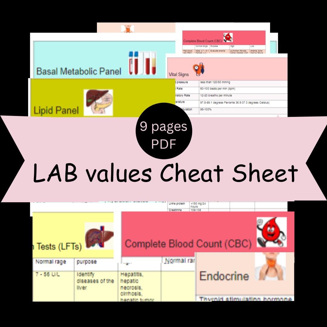 Complete Lab Values Cheat Sheet for Nursing Students, Clinicals, NCLEX ...