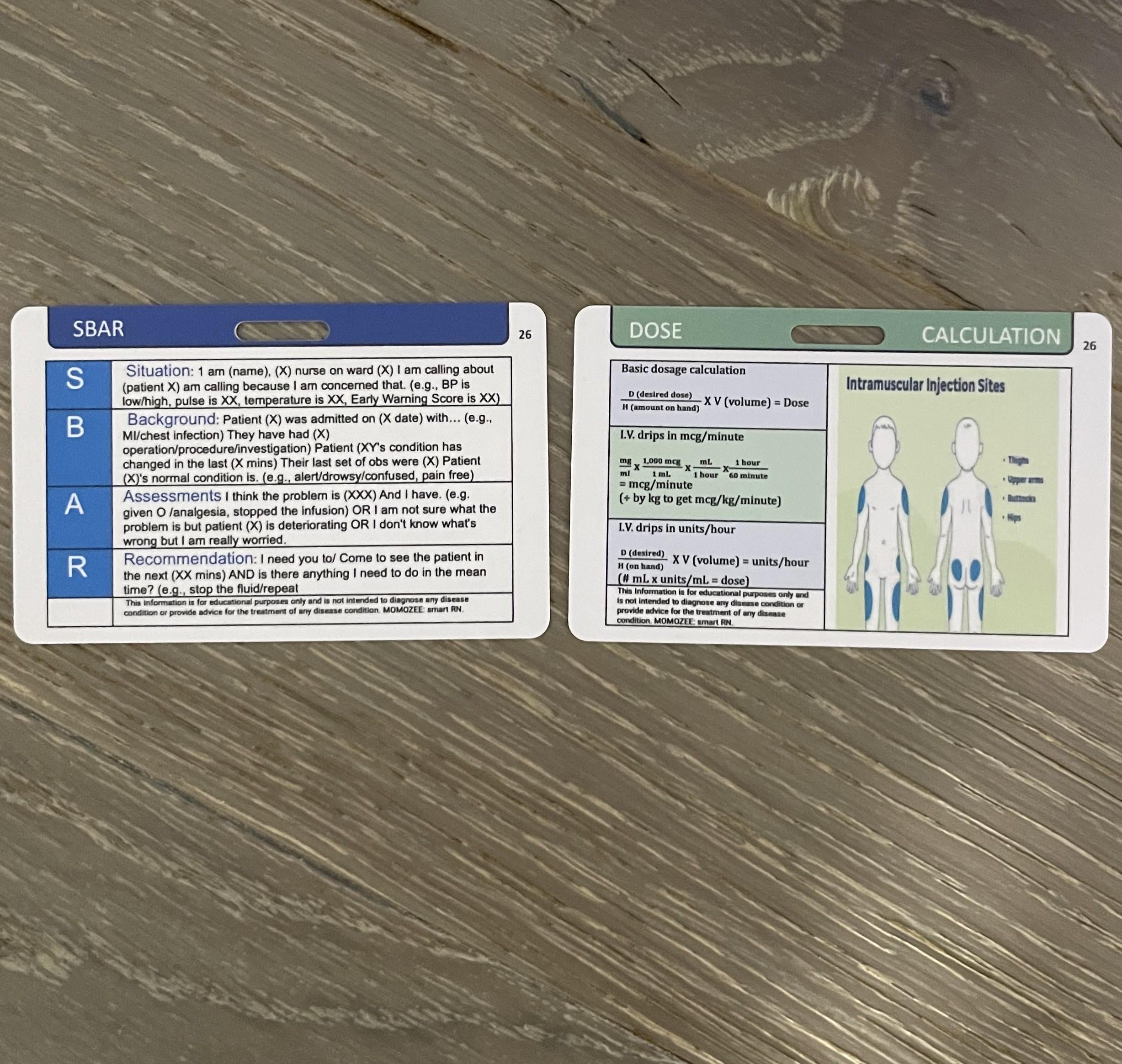Nurse Badge Card: SBAR, IV Dose Calculation - Med/surg Cheat Sheet - Etsy