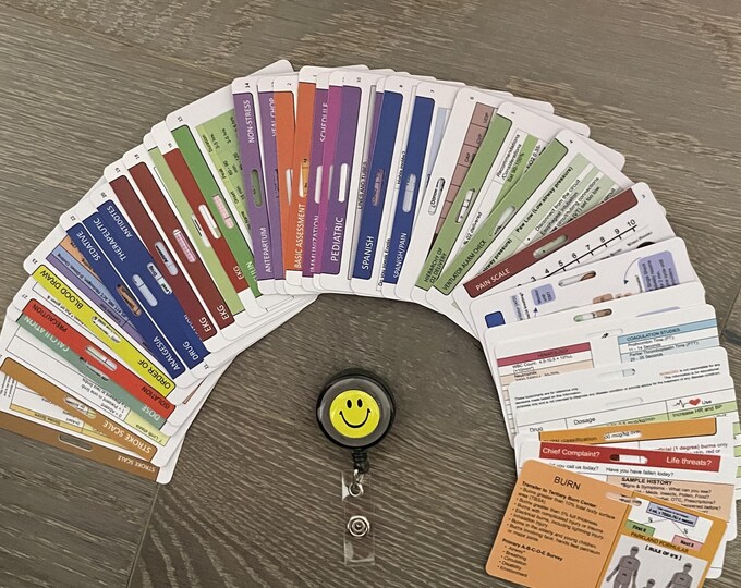 Complete EMS Vertical Badge Card Set - 13 Cards - for ID Badge Clip ...