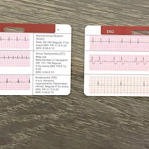 EKG Badge 3 Card Set + (free PDF), ECG Rhythms Cheat Sheet, Ekg ...