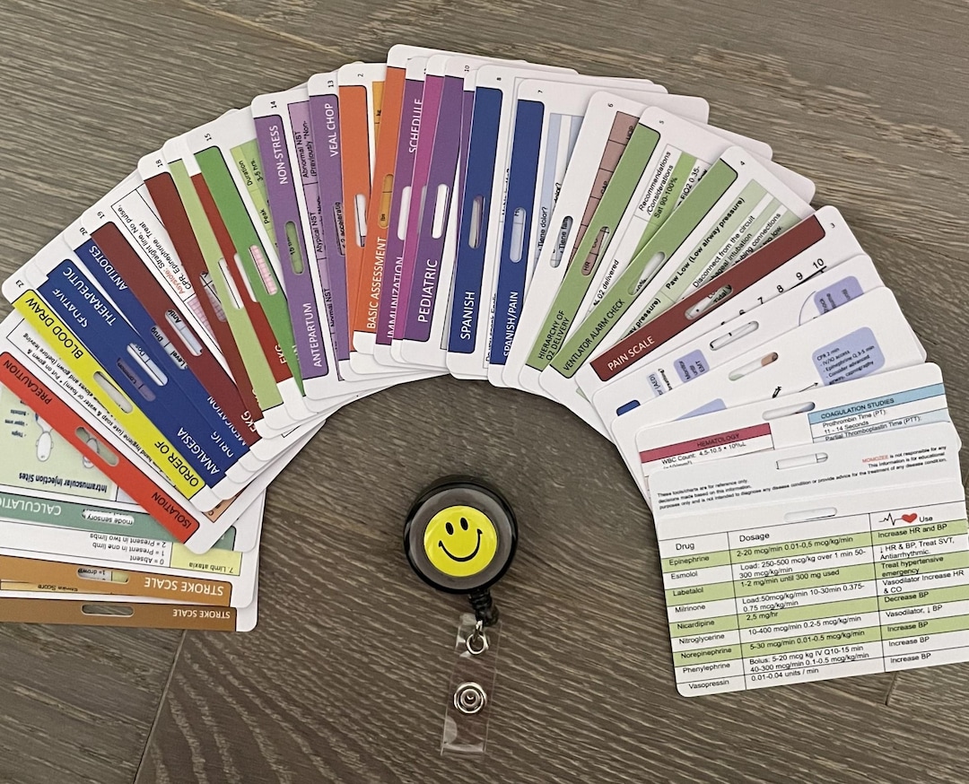 32 Set Nurse Reference Badge Card + (free PDF) - 18 Ekg, Acls, Cpr, Ped ...