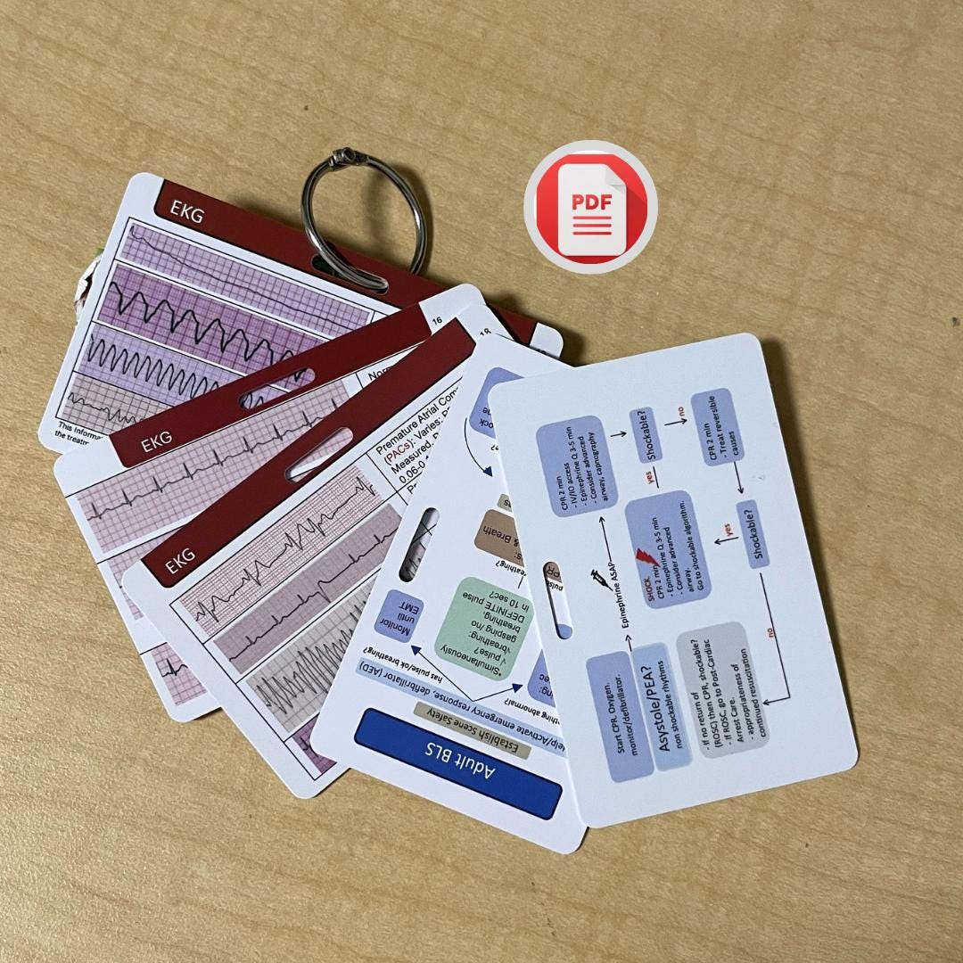 EKG Cardiac Rhythms Badge Cards + Cheat Sheets (PDF) - Etsy