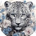 5 Snow Leopard With Flowers Clipart, Cute Snow Leopard Clipart Bundle ...