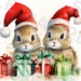 5 Christmas Bunnies Clipart, Winter Bunny, Printable Watercolor Clipart ...