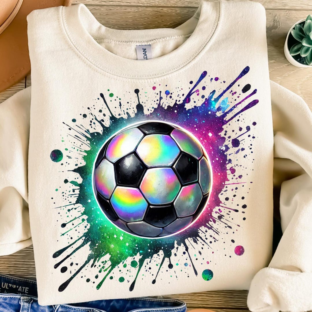 Colorful Iridescent Soccer Ball Png, Sublimation Design, Soccer Png ...