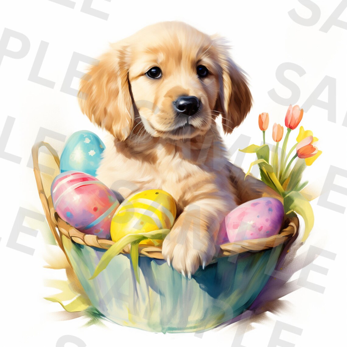 5 Easter Dog PNG, Golden Retriever Dog Clipart Bundle, Puppy Clipart ...