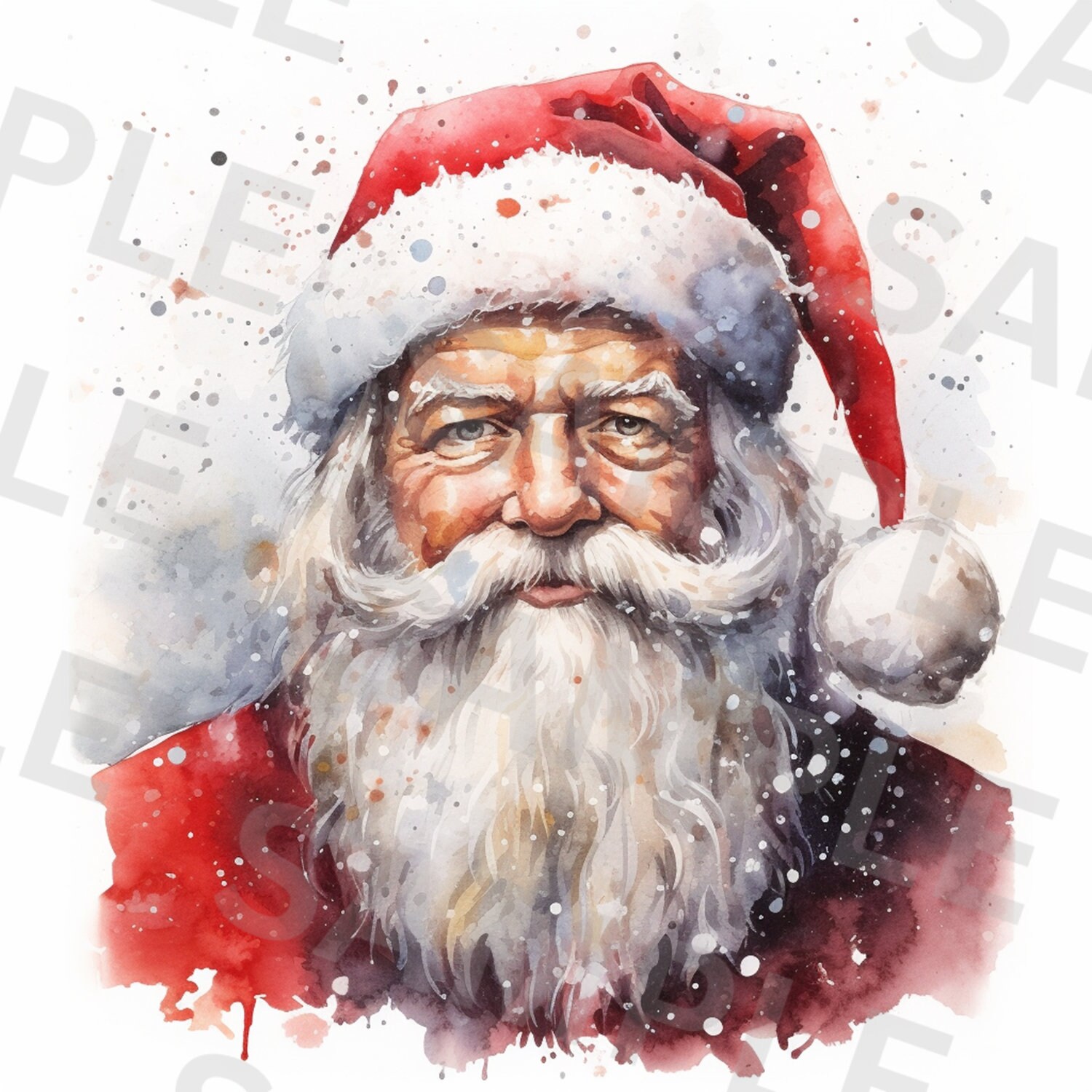 5 Christmas Santa Claus Clipart, Printable Watercolor Clipart, High ...