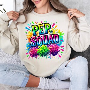 Pep Squad PNG Sublimation – Neon Cheer Clipart With Pom Poms for School ...
