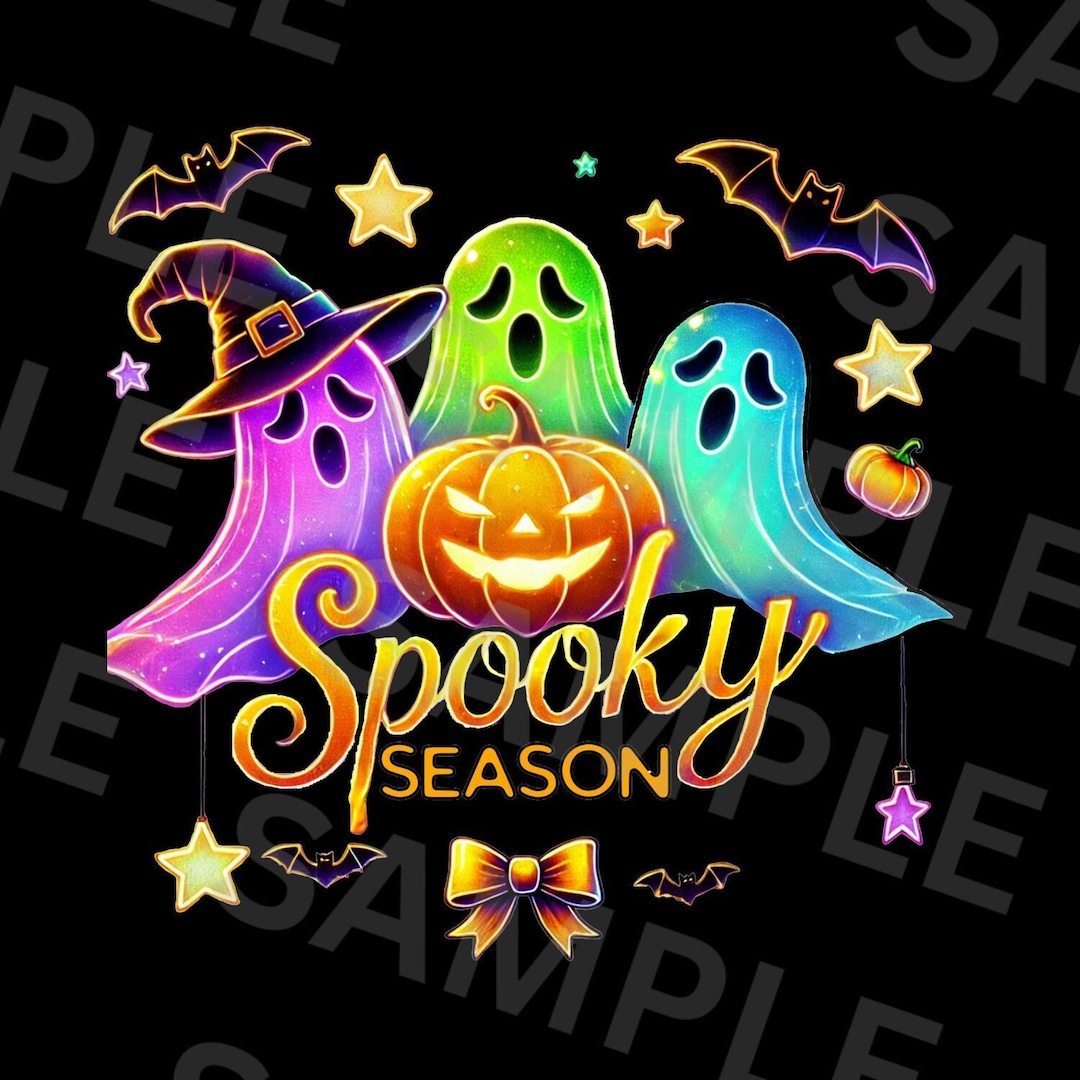 Spooky Season PNG, Neon Ghost Png, Coquette Halloween, Neon Halloween ...