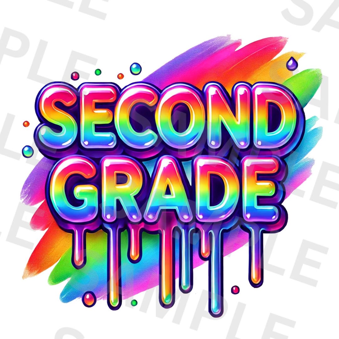 Colorful Iridescent 2nd Grade Png, Sublimation Design, Second Grade Png ...