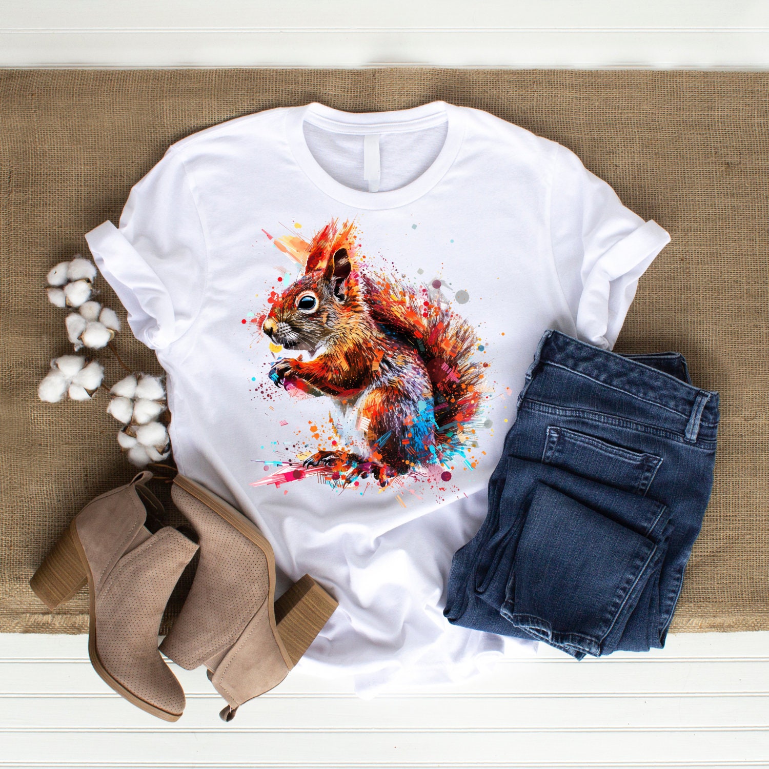 Cute Squirrel Clipart, Squirrel Grunge PNG, Sublimation Design ...