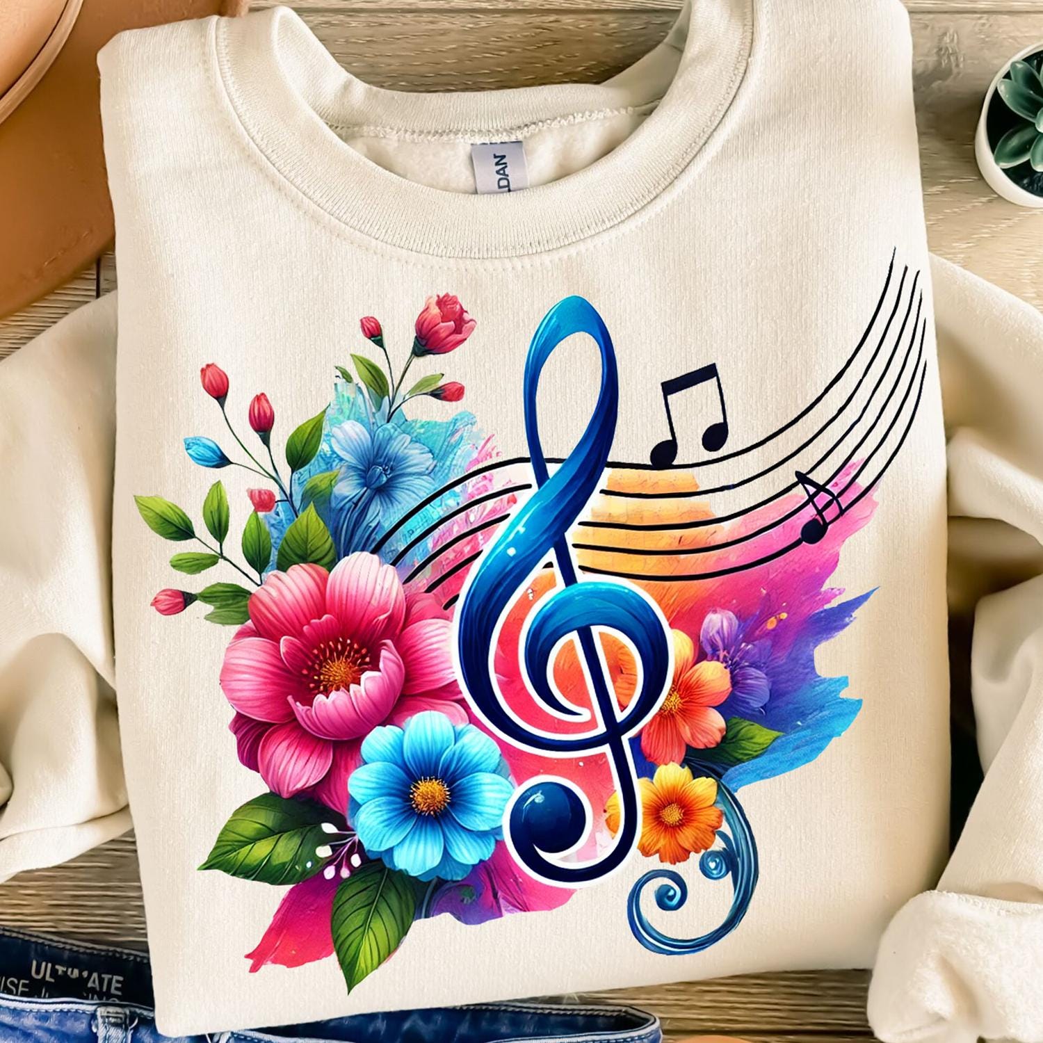 Floral Treble Clef PNG, Colorful Music Sublimation Design (digital ...