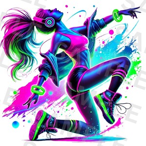 Neon Dance PNG Bundle – 5 Vibrant Dancer Cliparts for Zumba Shirts ...