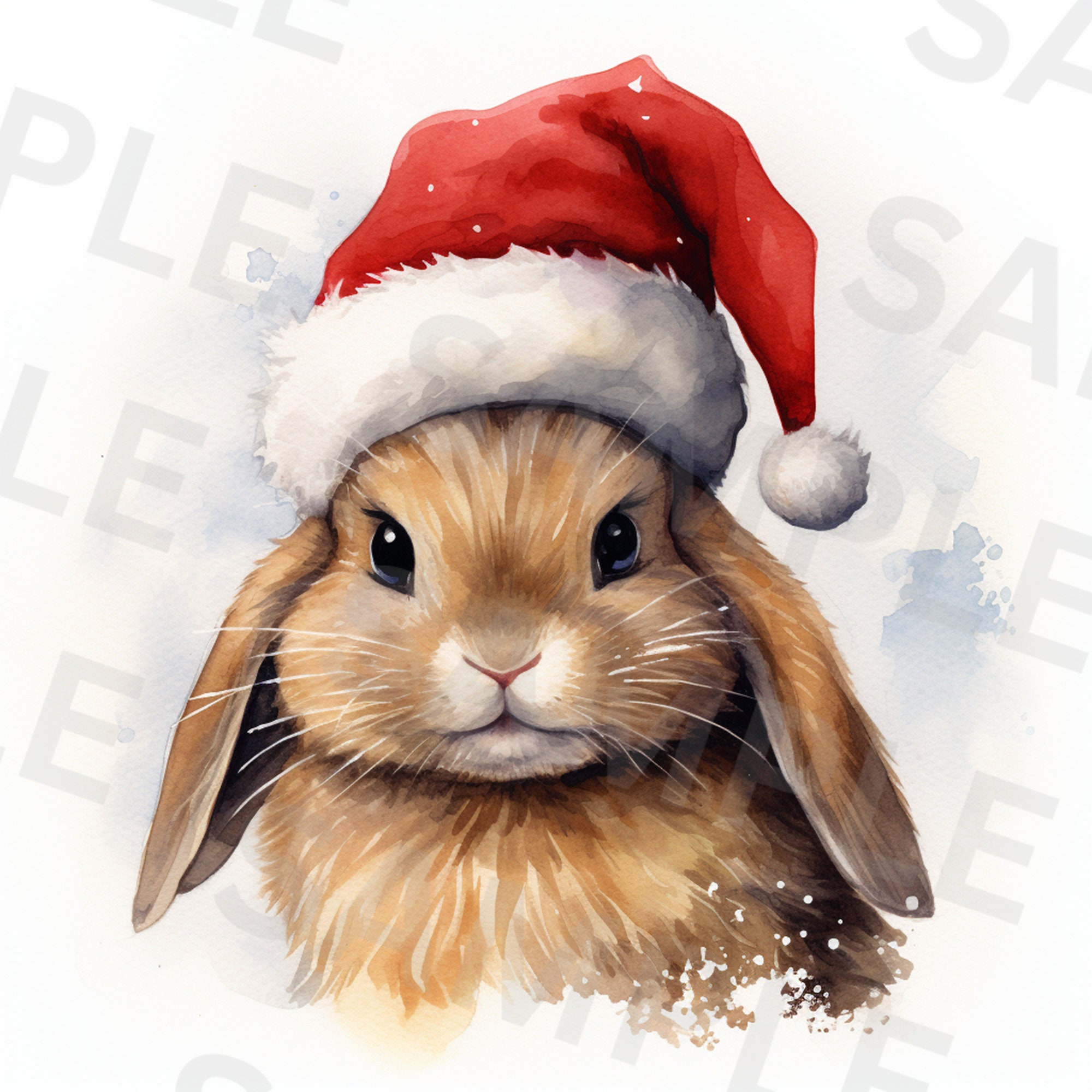 Christmas Bunny Clipart, Rabbit Clipart, Printable Watercolor Clipart ...
