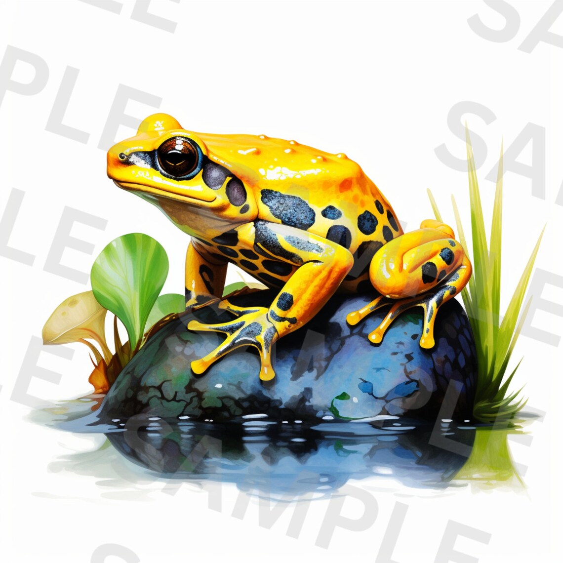 5 Colorful Frog Clipart, Toad Clipart, Printable Watercolor Clipart ...