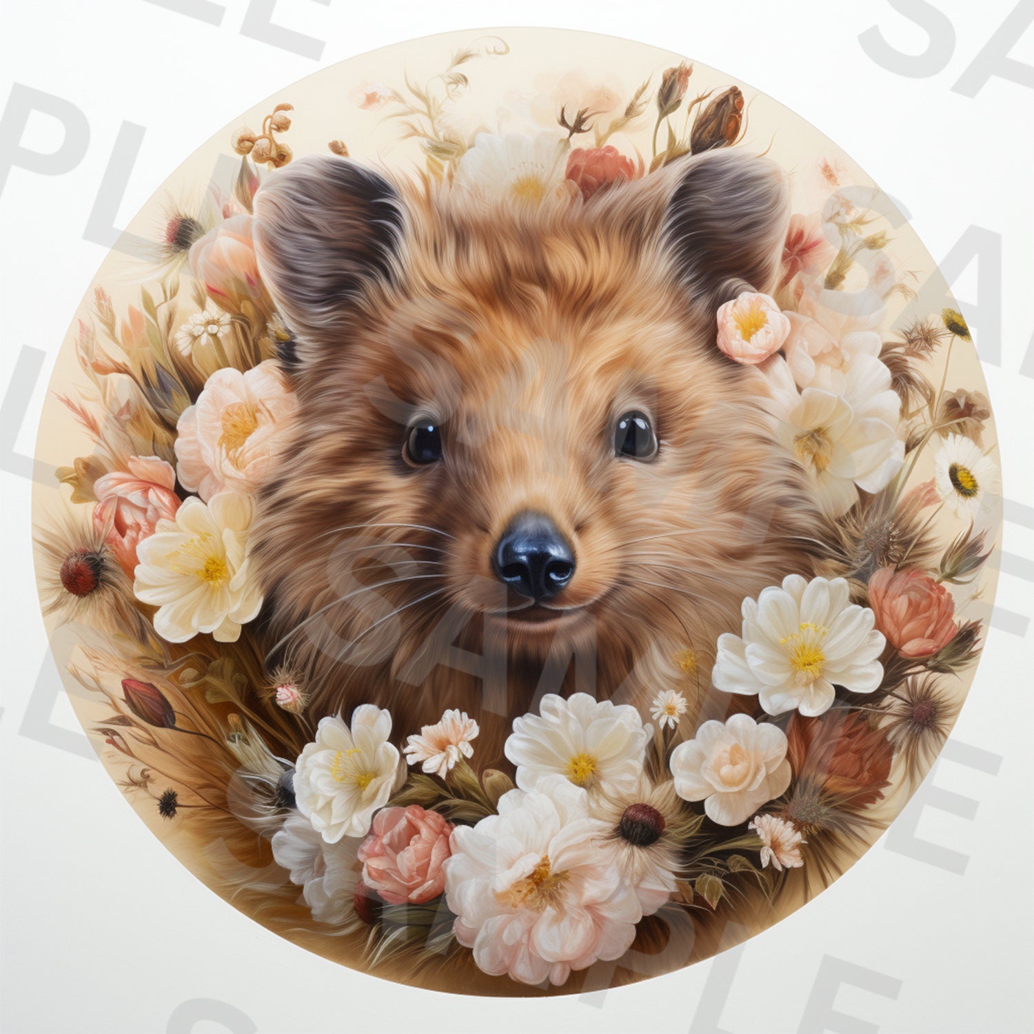 5 Floral Quokka Clipart Set, Australia Quokka Animal PNG, Printable ...