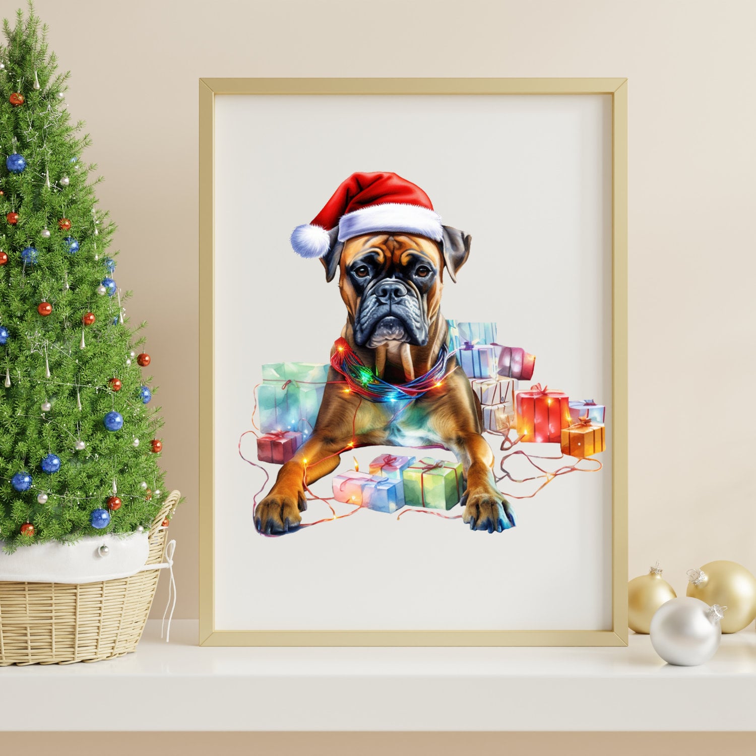 Christmas Boxer Dog PNG for Sublimation Design, Christmas PNG ...