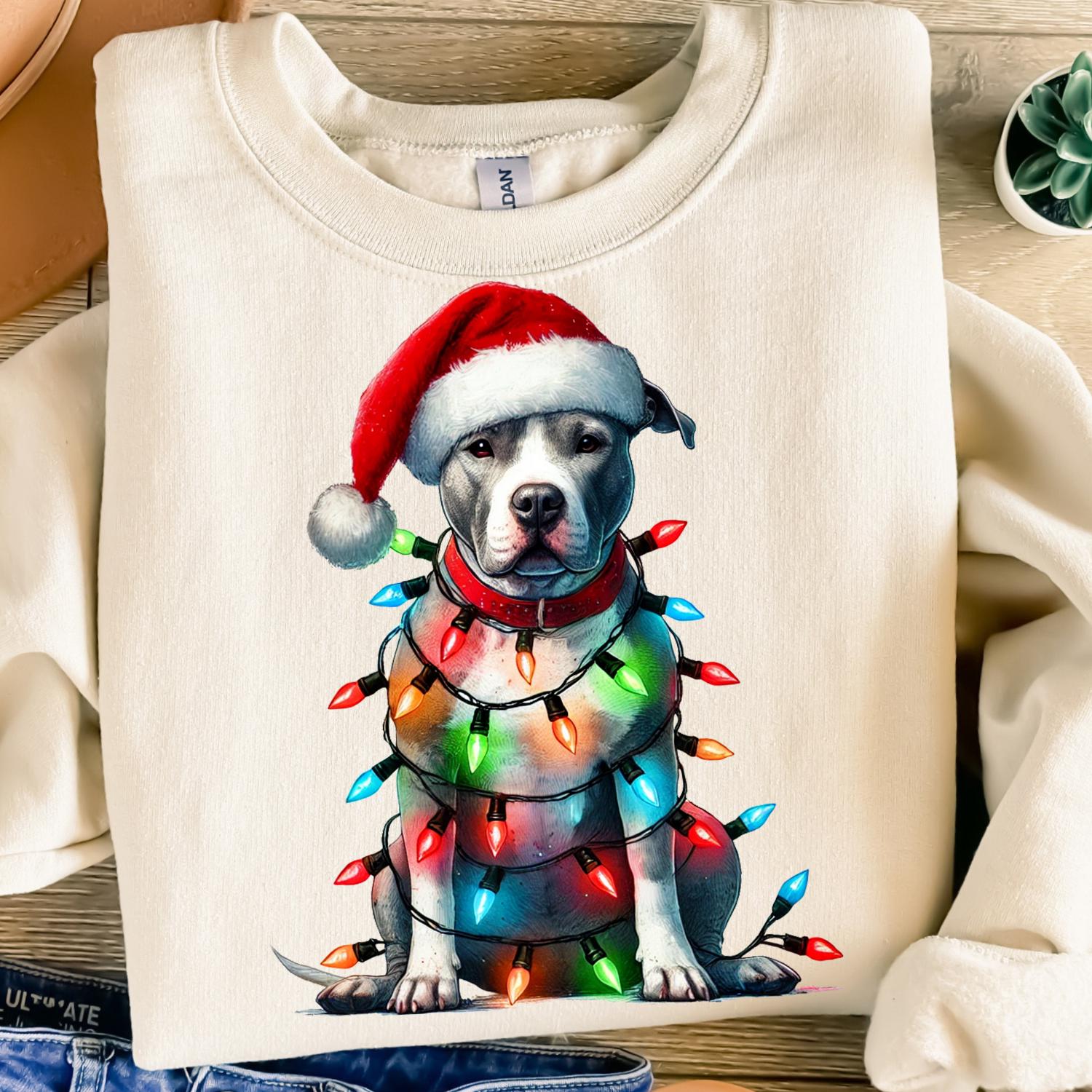 Christmas Pit Bull PNG, Sublimation Design, Pit Bull Clipart, Pit Bull ...