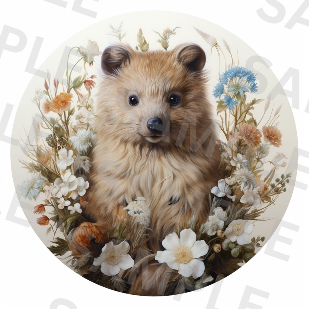 5 Floral Quokka Clipart Set, Australia Quokka Animal PNG, Printable ...
