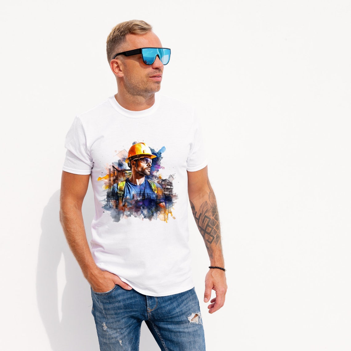 Construction Worker PNG Sublimation Design, Construction Clipart Design ...