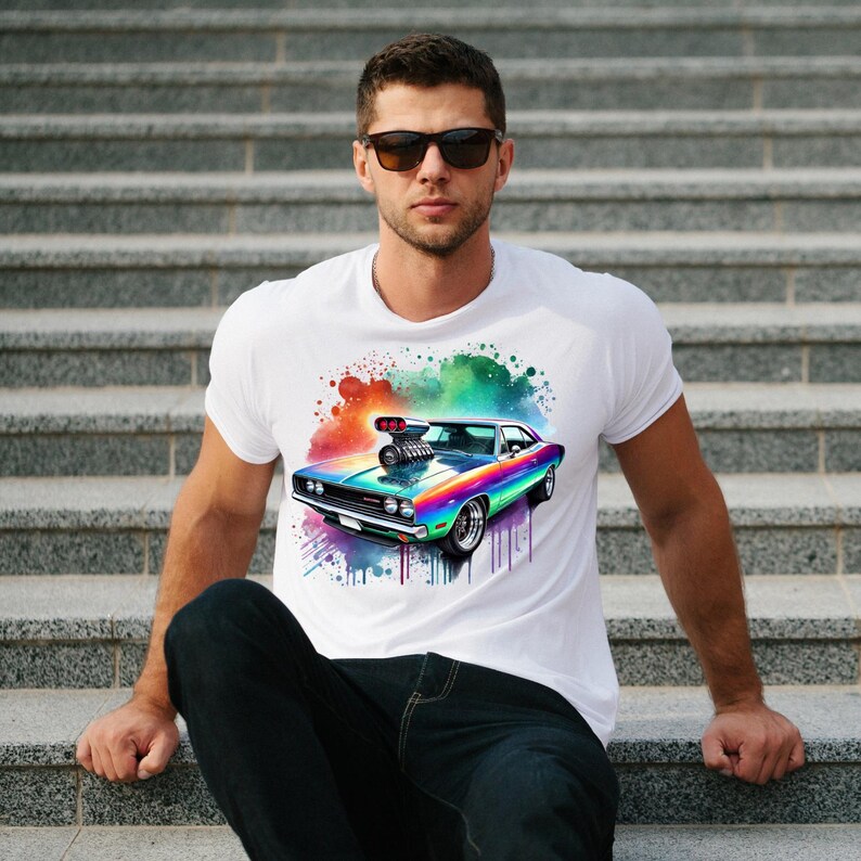 Iridescent Muscle Car PNG, Sublimation Hot Rod Clipart, Shiny Car ...