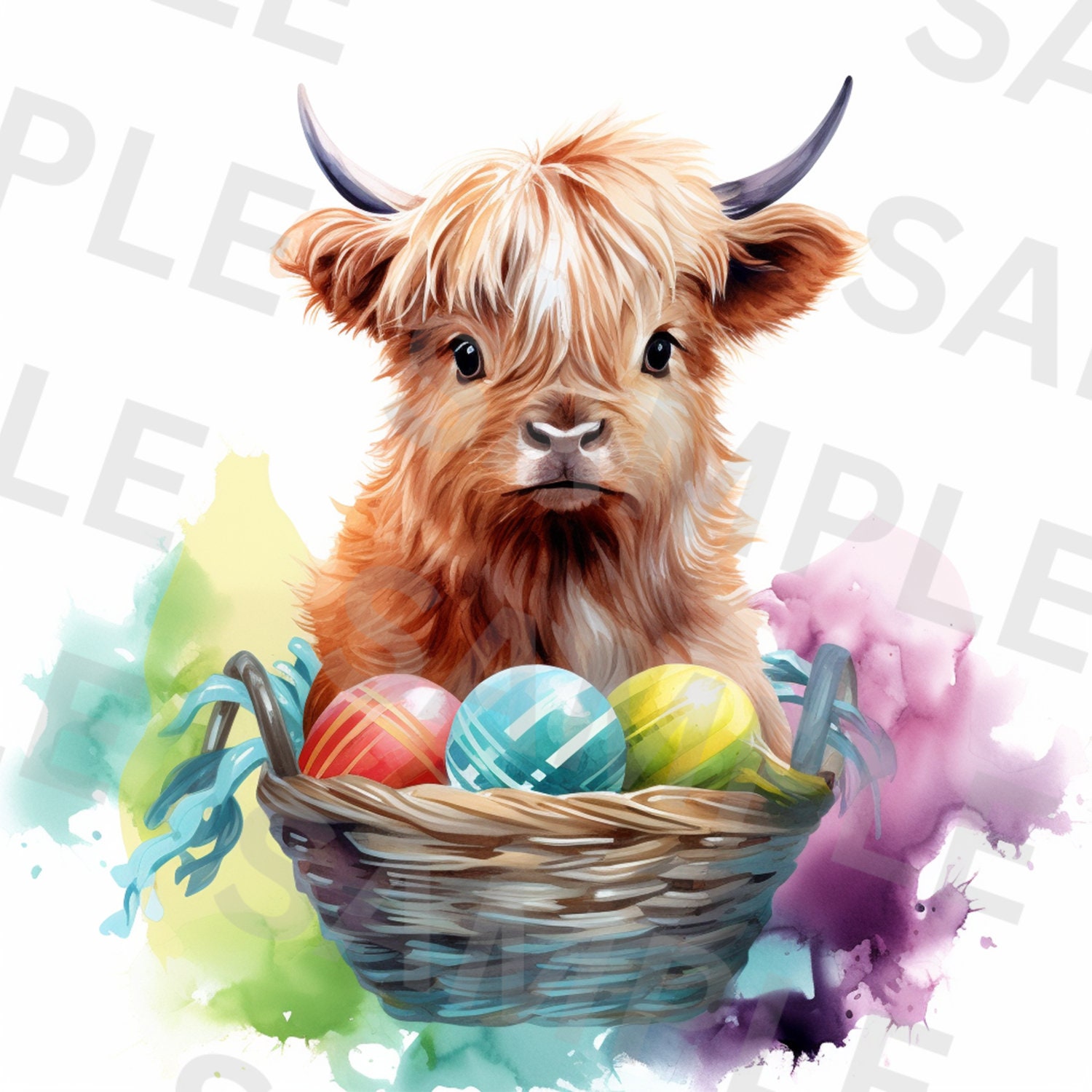 5 Easter Highland Cow Clipart, Easter Baby Highland Cow Print ...