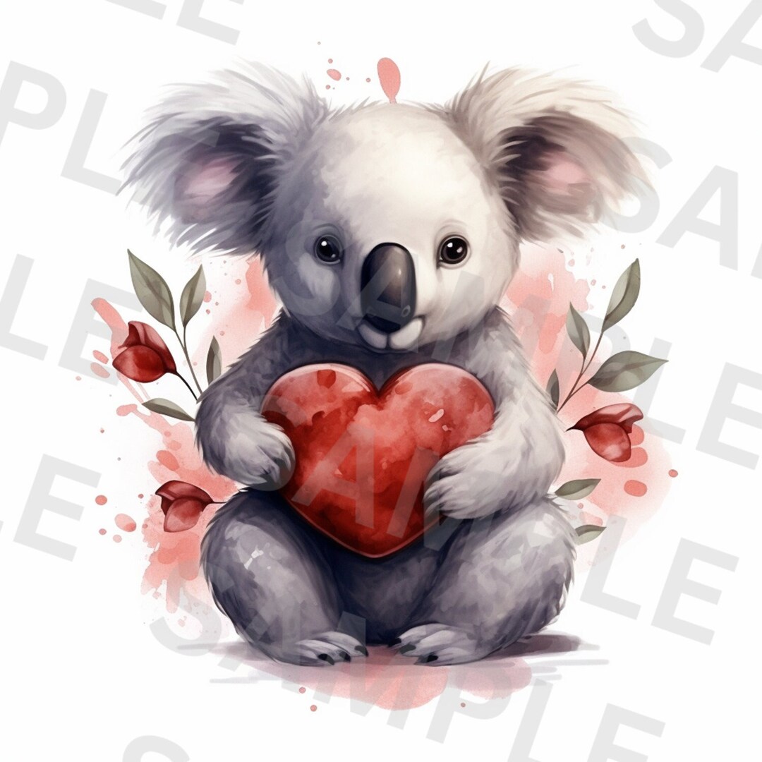 5 Koala Valentine Clipart Set, Creative Koala Bear PNG, Animal ...