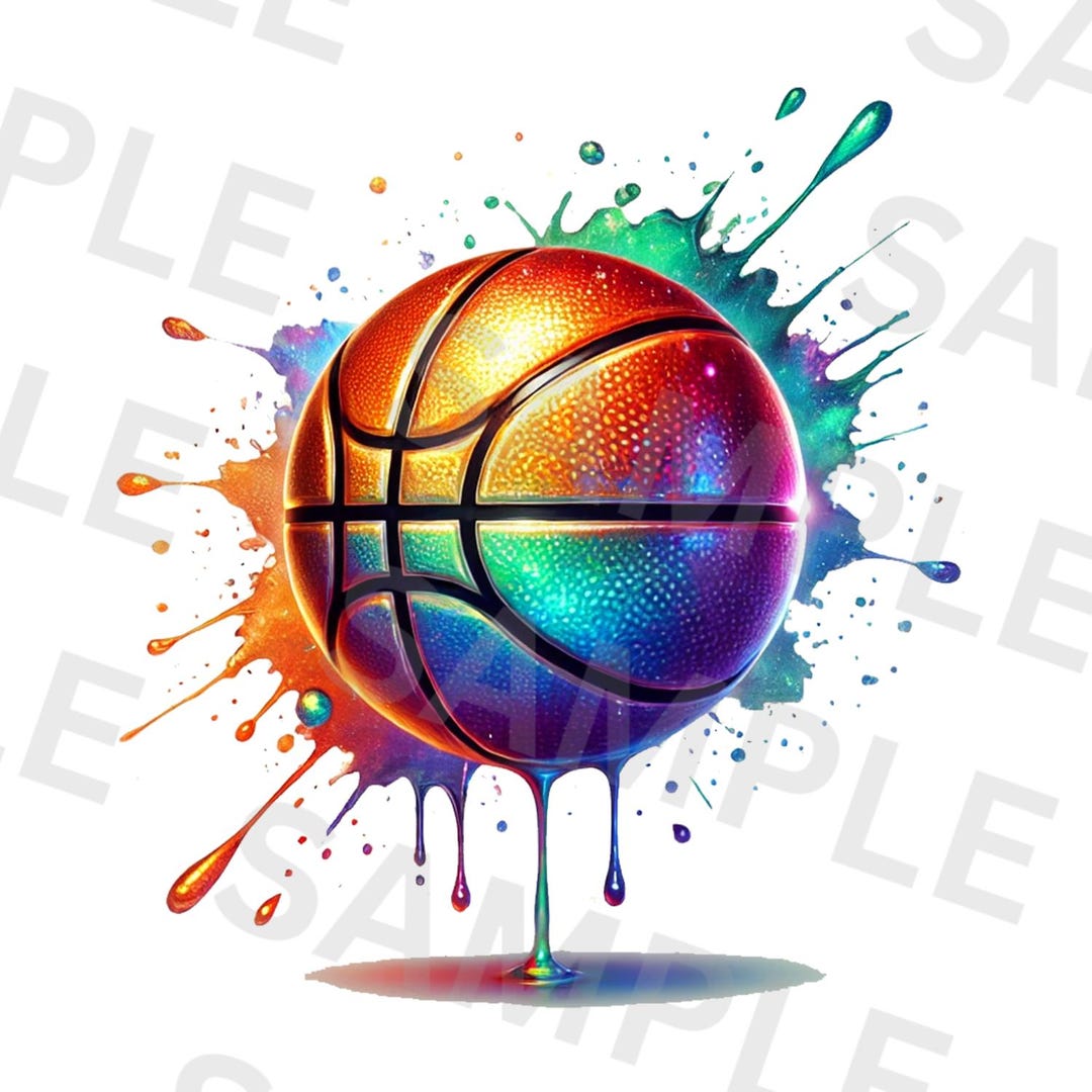 Colorful Iridescent Basketball Ball Png, Sublimation Design, Basketball ...
