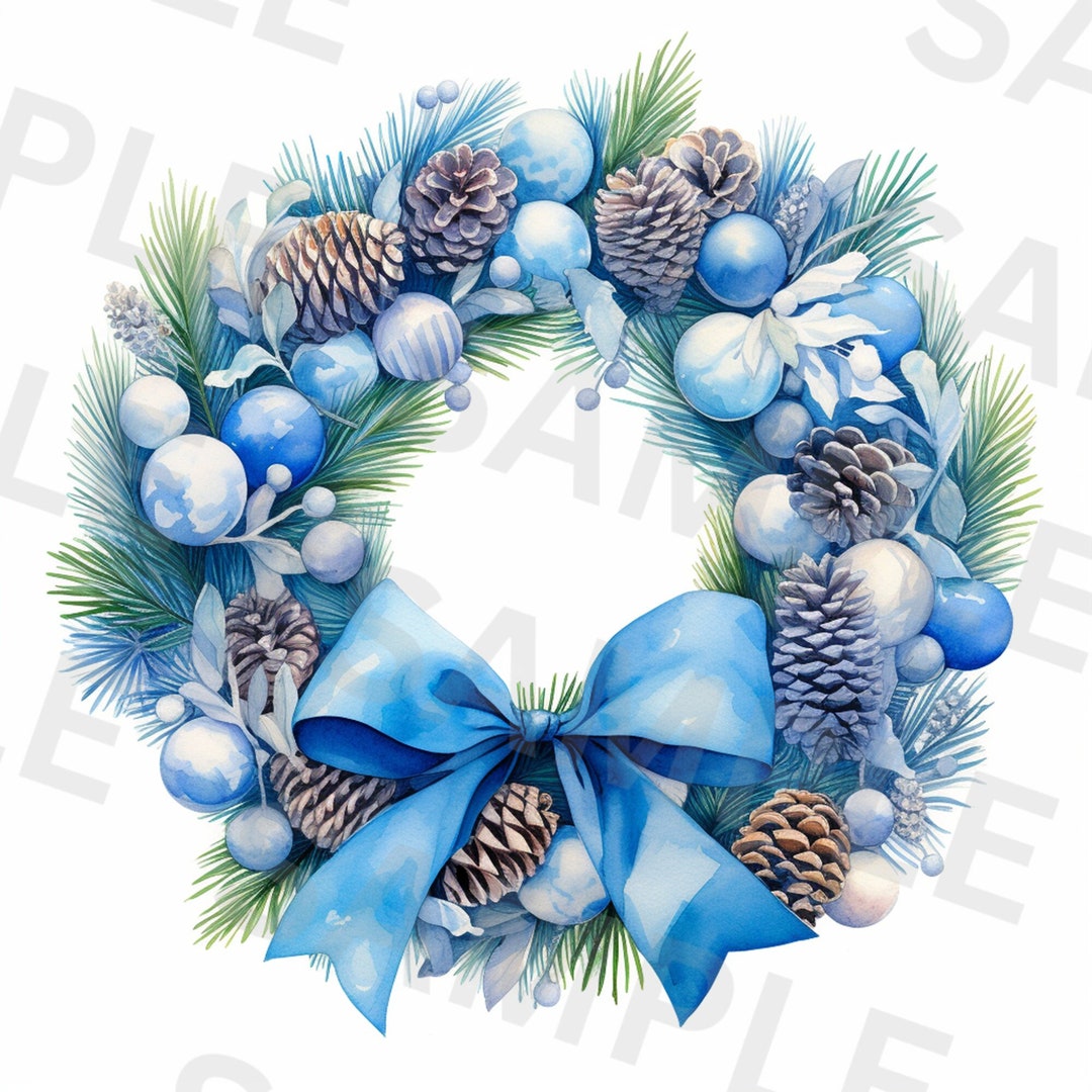 5 Christmas Wreath Clipart, Digital Clipart, Watercolor Clipart, High ...