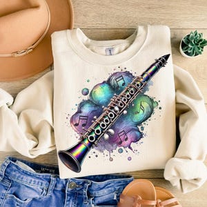 Colorful Iridescent Clarinet Png, Sublimation Design, Instrument Png ...