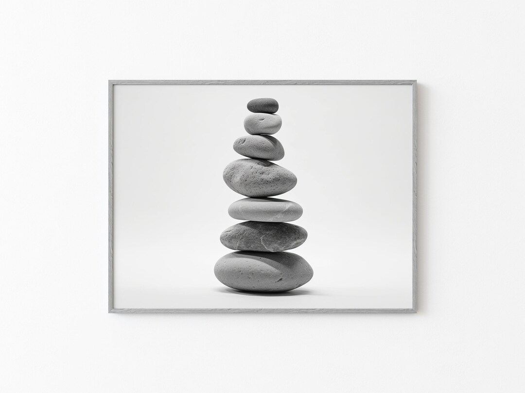 Zen Stones Pebbles, Zen Stones Stacked, Zen Stones Wall Art, Relaxing ...