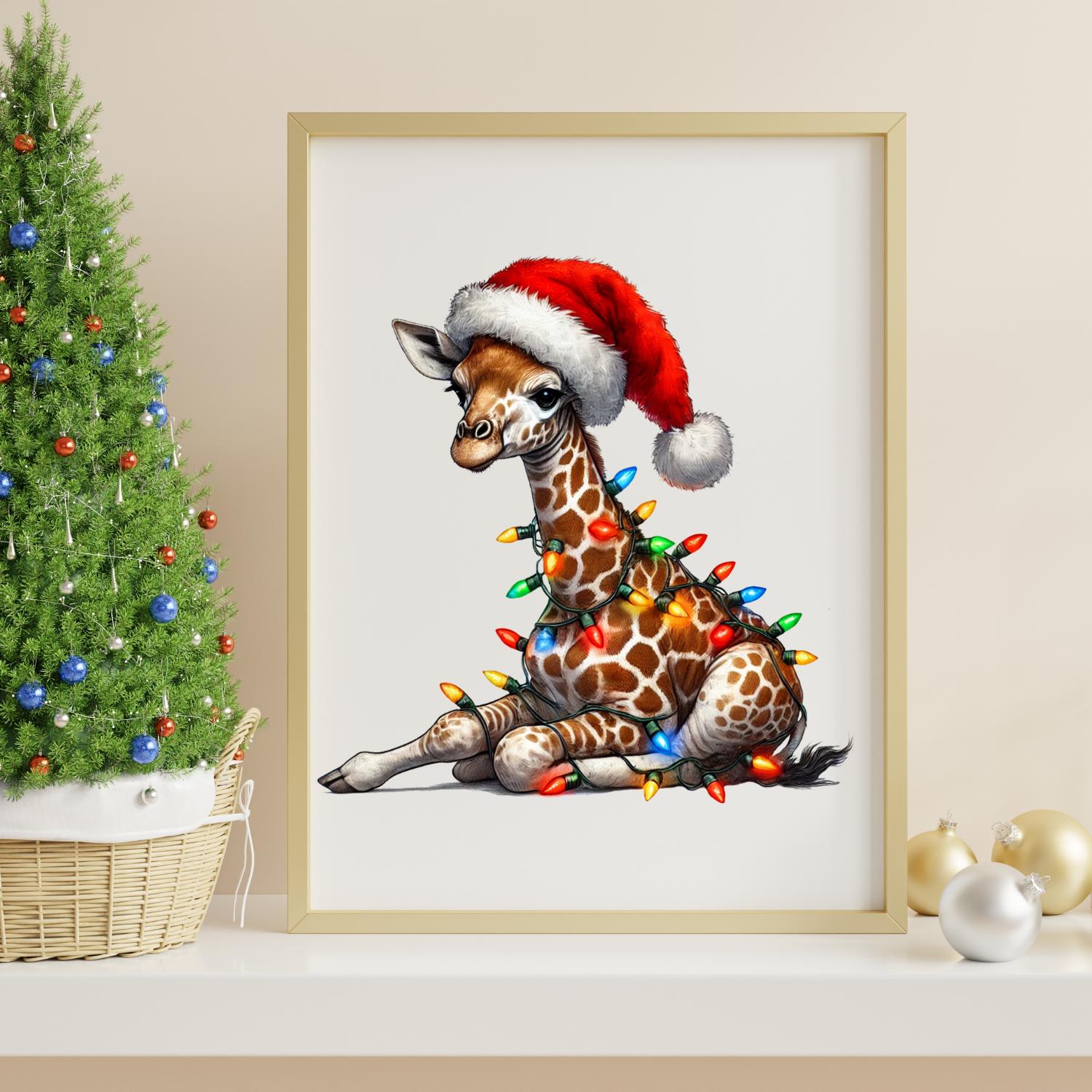 Christmas Giraffe PNG, Sublimation Design, Giraffe Clip Art, Animal ...
